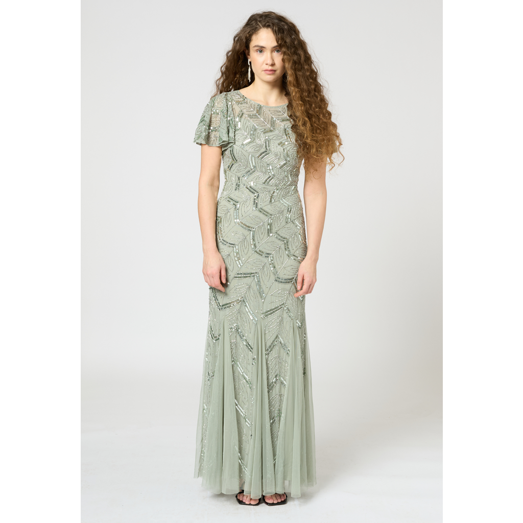 BEAUUT Embellished Sequin Beaded Maxi Dress